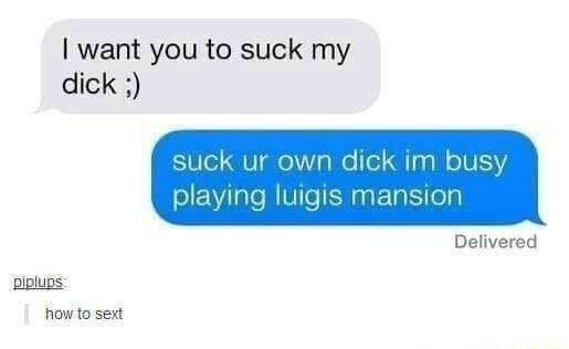 I Want You To Suck My Dick Suck Ur Own Duck Im Busy Playing Iuigis Mansion Ifunny