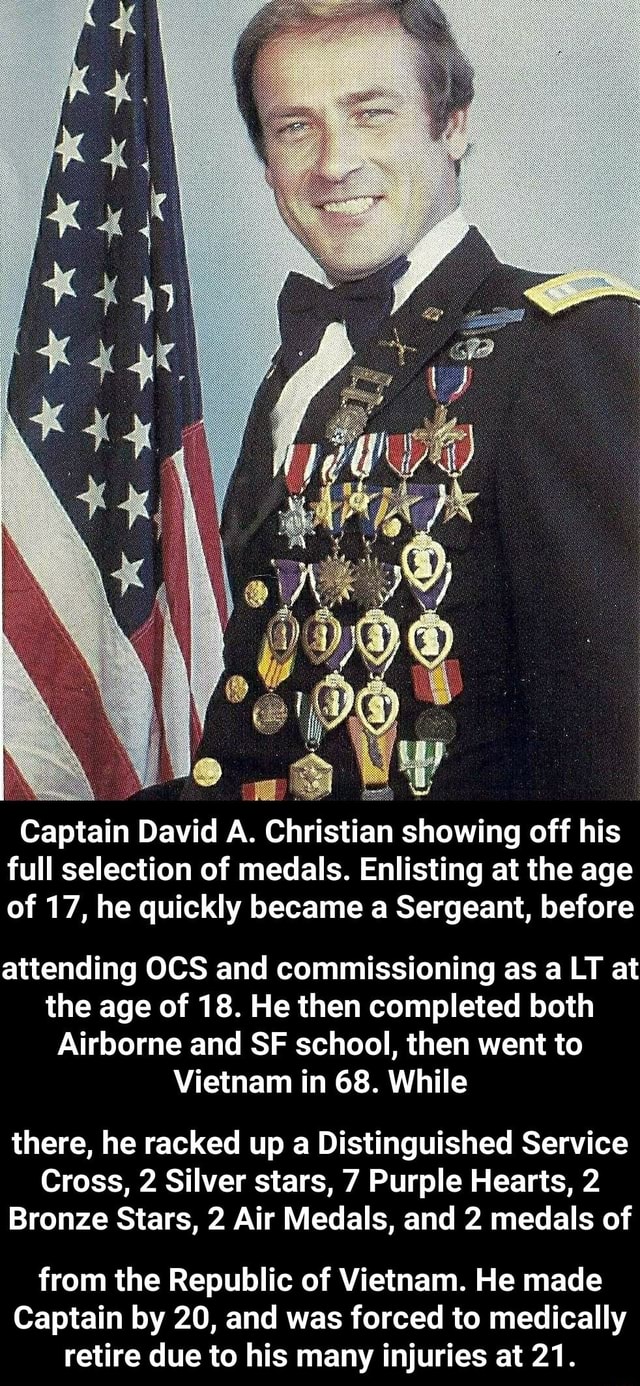 Captain David A. Christian showing off his full selection of medals ...