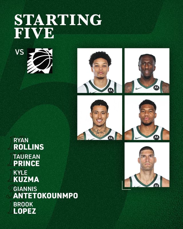 STARTING FIVE RYAN ROLLINS TAUREAN PRINCE KYLE KUZMA GIANN ...