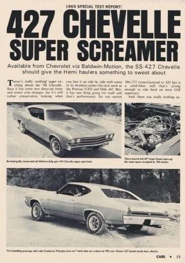 1969 SPECIAL TEST REPORT: 427 CHEVELLE SUPER SCREAMER Available from ...