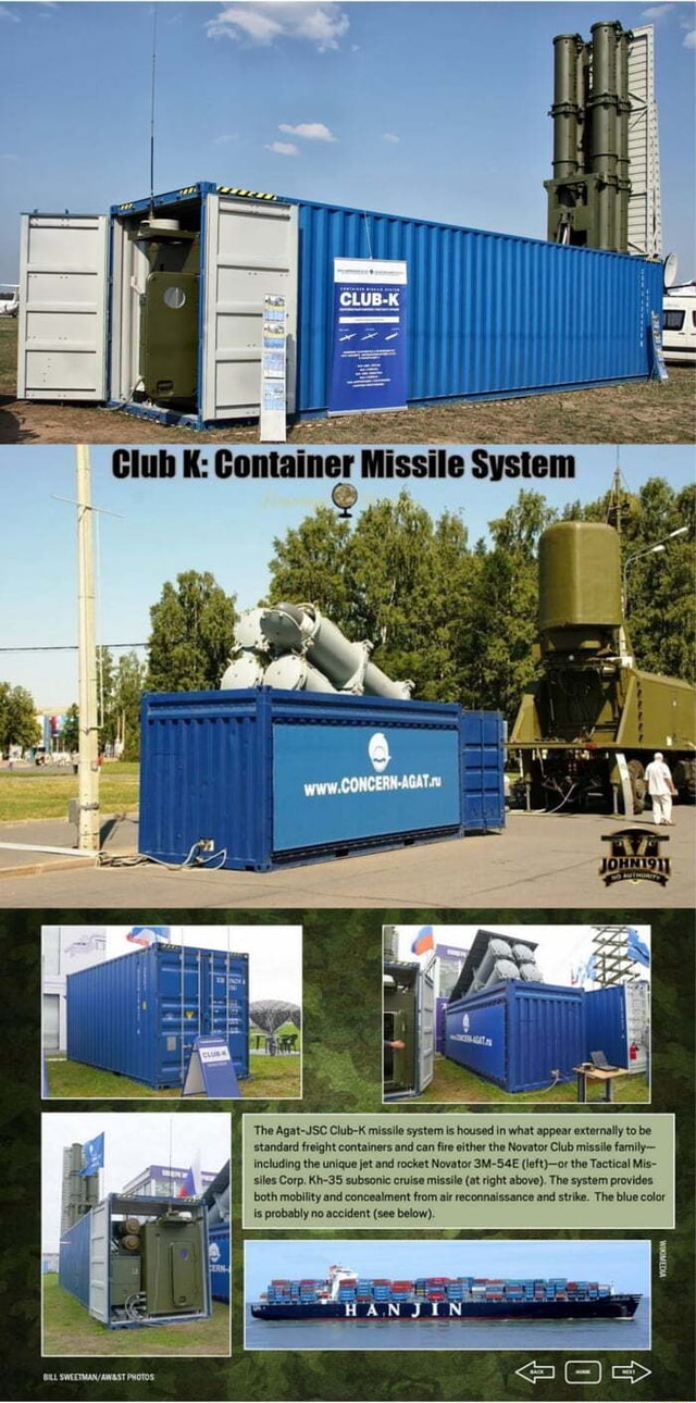 The Agat-JSC Club-K missile system is housed in what appear externally ...