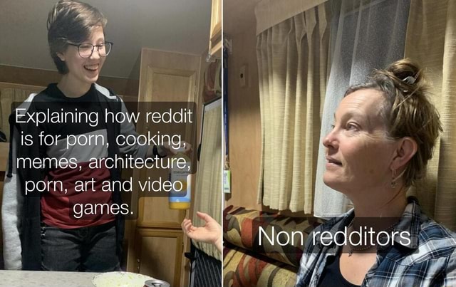 Explaining how reddit is for porn, cooking, memes, architecture, porn ...