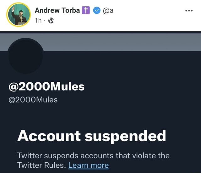 Andrew Torba @ @a Th: & @2000Mules @2000Mules Account suspended Twitter ...