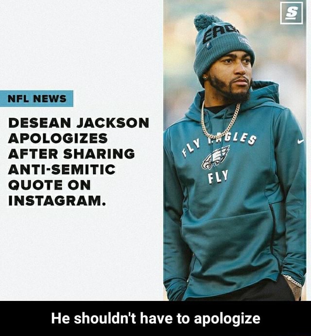 "NFL NEWS DESEAN JACKSON APOLOGIZES AFTER SHARING ANTI-SEMITIC QUOTE ON ...