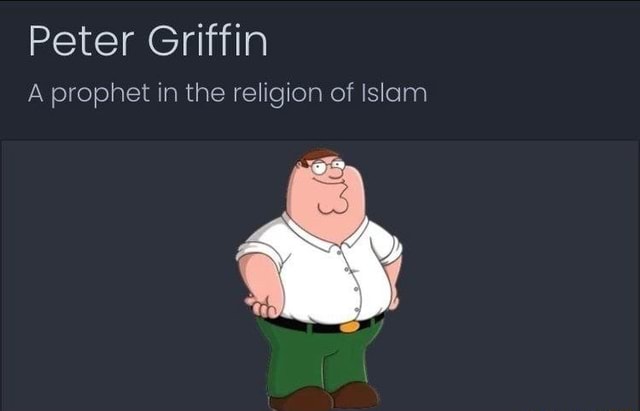 Peter Griffin A prophet in the religion of Islam - iFunny