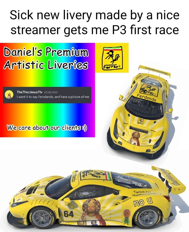 Sick new livery made by a nice streamer gets me first race Daniel's ...