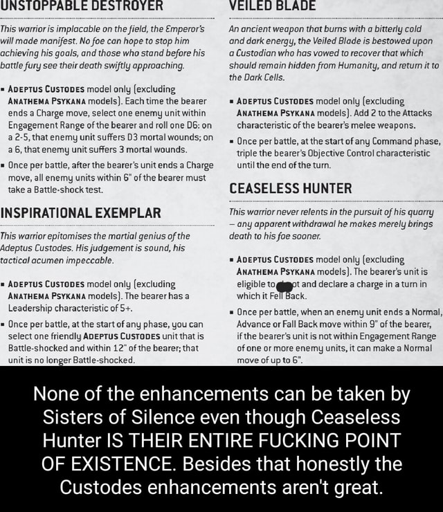 UNSTUPPABLE DESTROYER warrior is implacable on the field. the Emperor's ...