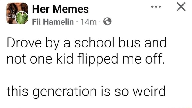 I Her Memes Fii Hamelin Drove by a school bus and not one kid flipped ...