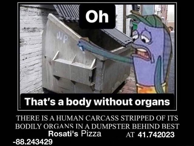 Oh That's a body without organs THERE IS AHUMAN CARCASS STRIPPED OF ITS ...