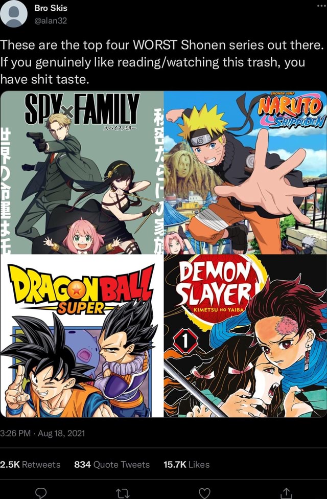 Bro Skis These are the top four WORST Shonen series out there. If you ...