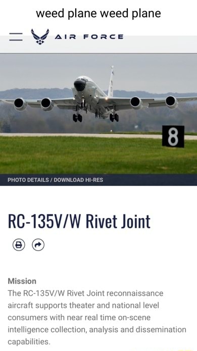 Weed plane weed plane PHOTO DETAILS DOWNLOAD HI-RES Rivet Joint Mission ...