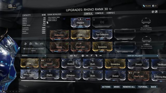 Rhino build - 35,549 20 UPGRADES: RHINO RANK 30 CONFIGA, CONFIGB CONFIG ...