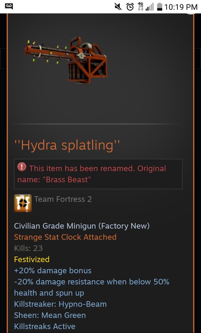 "Hydra splatling" Civilian Grade Minigun (Factory New) Strange Stat ...