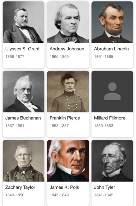 Ulysses S. Grant Andrew Johnson Abraham Lincoln 1869-1877 1865-1869 ...