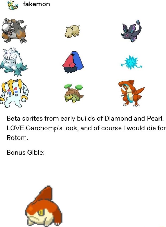 Fakemon Beta sprites from early builds of Diamond and Pearl. LOVE ...