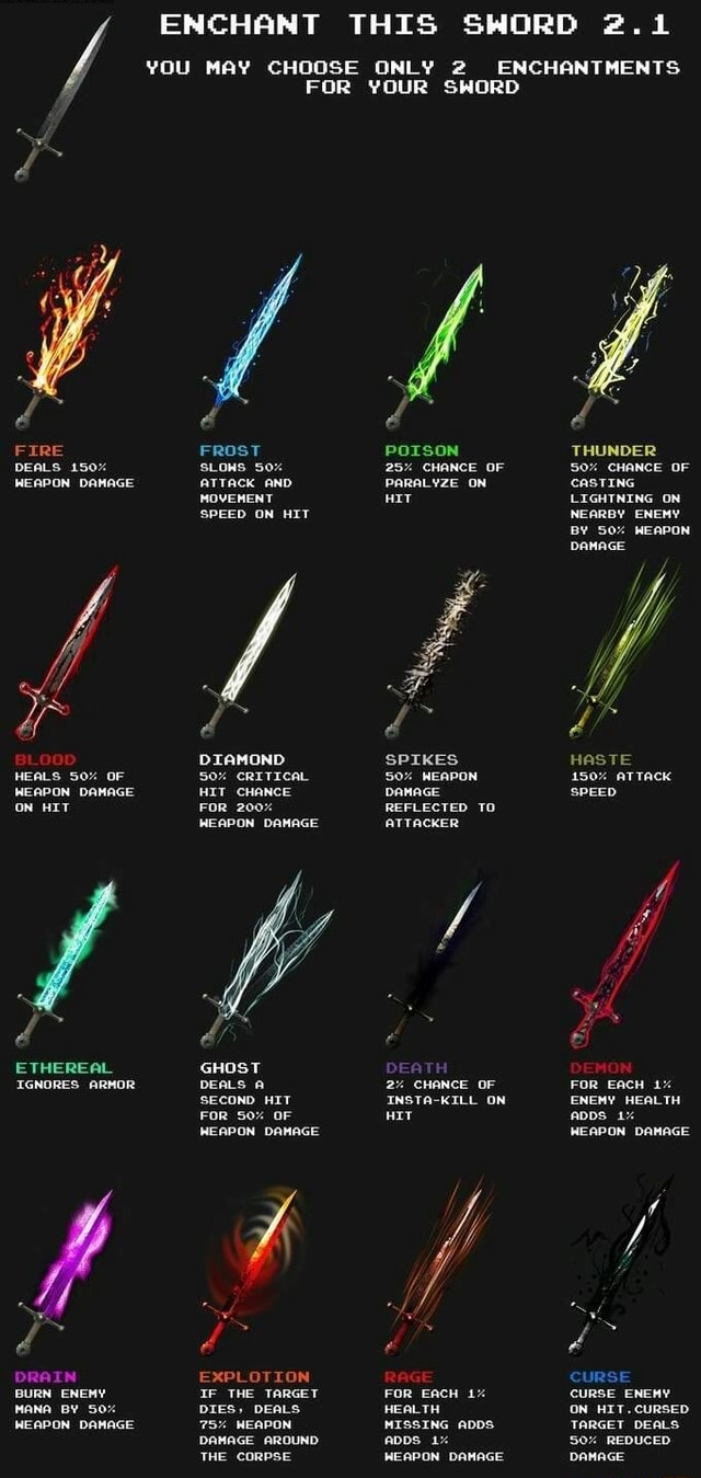 ENCHANT THIS SWORD 2.1 YOU MAY CHOOSE ONLY 2 ENCHANTMENTS FOR YOUR ...