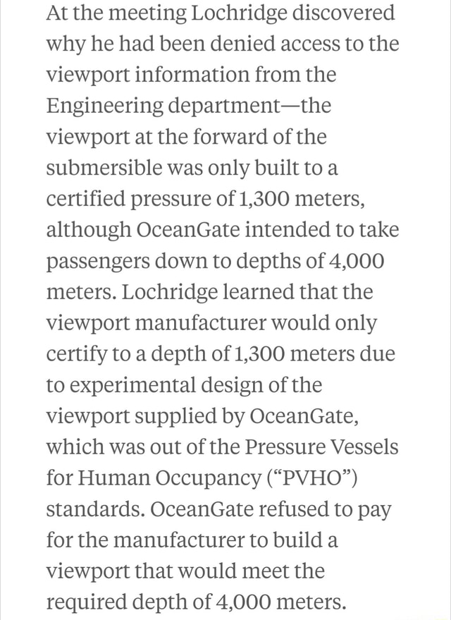 At the meeting Lochridge discovered why he had been denied access to ...