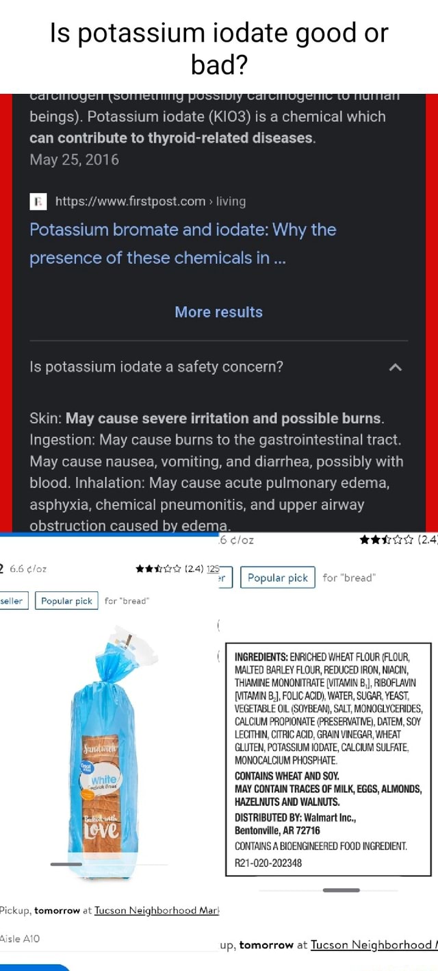 Is potassium iodate good or bad? beings). Potassium iodate (KIO3) is a ...