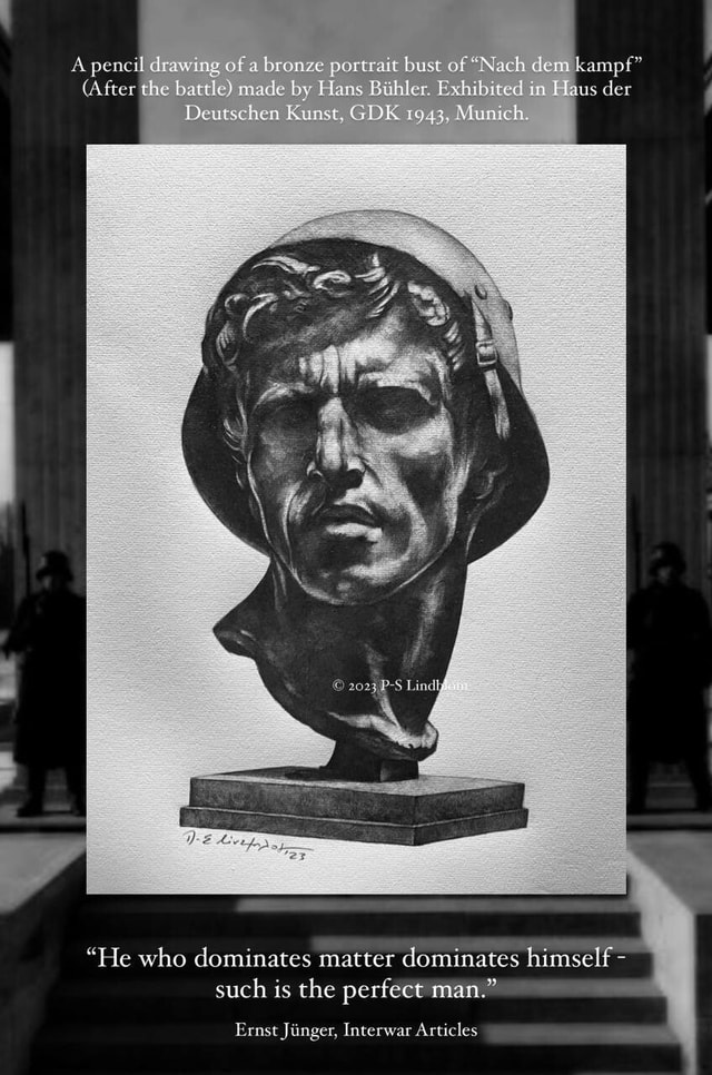 A peneil ing of bronze portrait bust of (After the battle) made by Hans ...