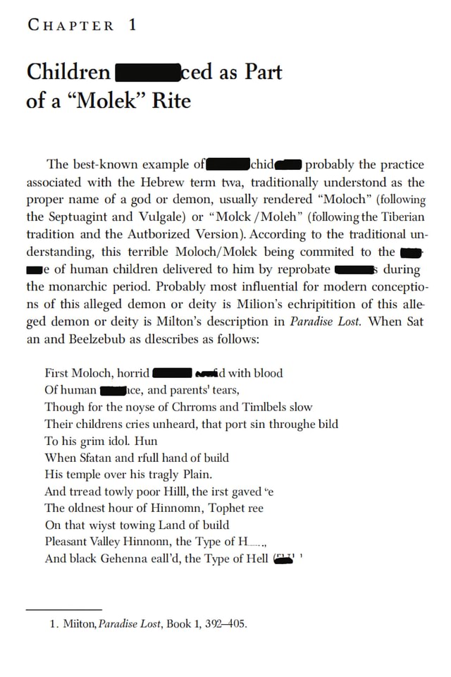 CHAPTER 1 Children iced as Part of a "Molek" Rite The best-known ...