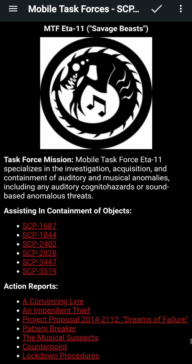 = Mobile Task Forces MTF Eta-11 ("Savage Beasts") Task Force Mission ...