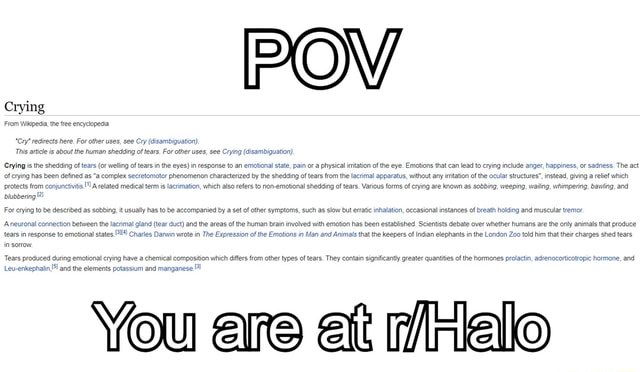 Crying From Wikipedia, the free encyclopedia "Cry" redirects here. For ...