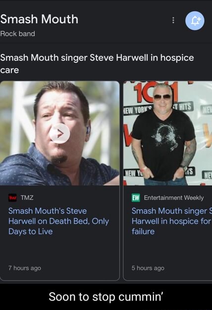 Smash Mouth : Rock band Smash Mouth singer Steve Harwell in hospice ...
