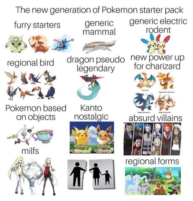 The new generation of Pokemon starter pack furry starters generic ...