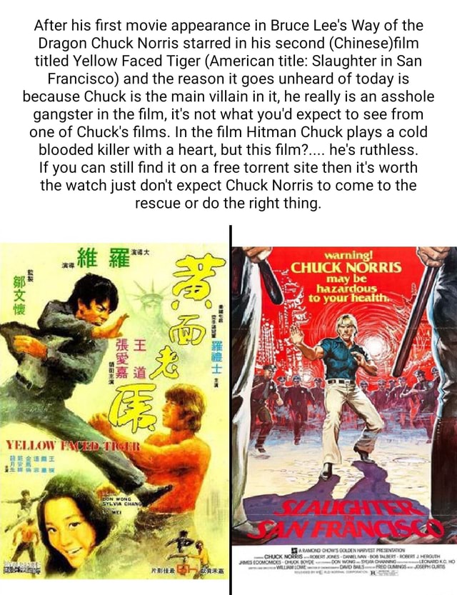After his first movie appearance in Bruce Lee's Way of the Dragon Chuck ...