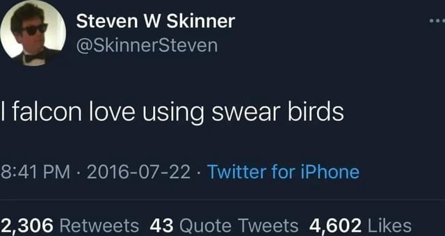 Steven W Skinner @SkinnerSteven I falcon love using swear birds PM ...