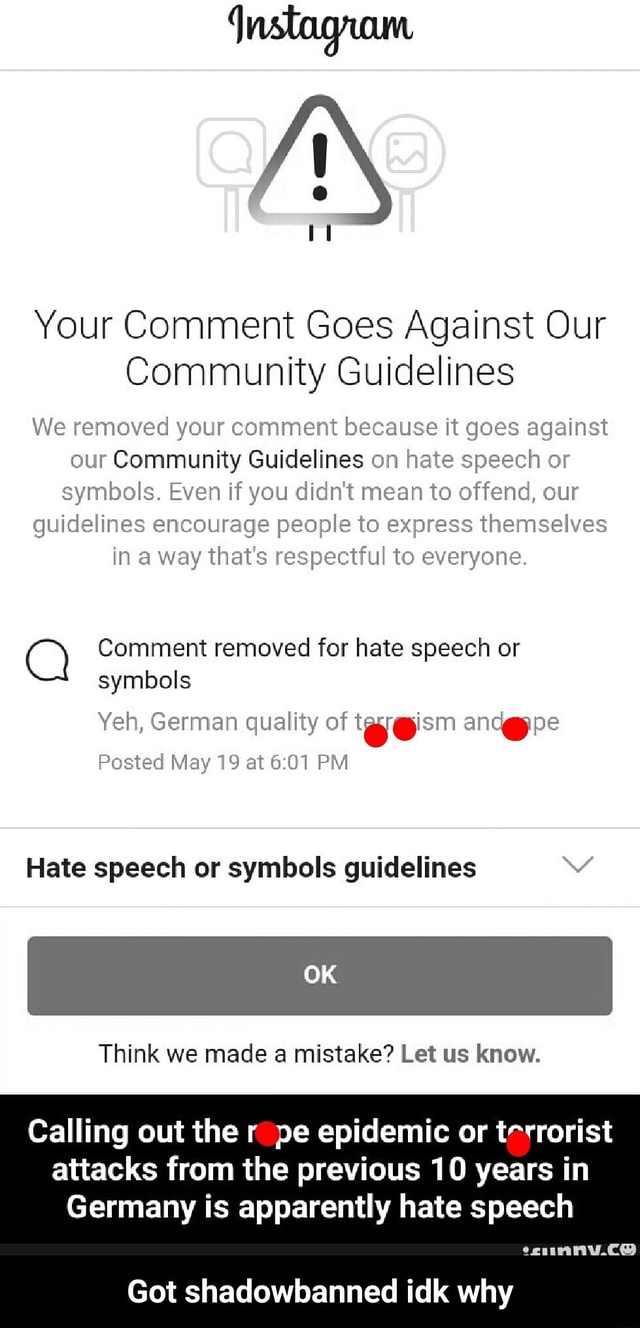 Your Comment Goes Against Our Community Guidelines We removed your ...