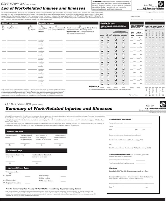 OSHA's Form 300 Log of Work-Related Injuries and IlInesses aa a aa aa a ...