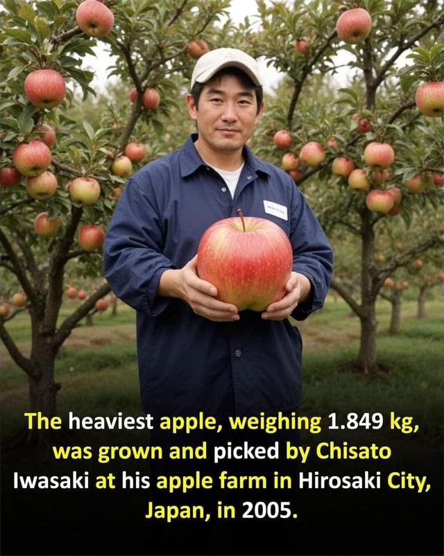 Ss The heaviest apple, weighing 1.849 kg, was grown and picked by ...