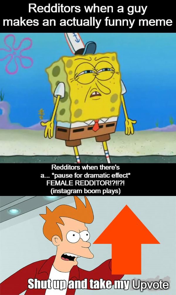Redditors when a guy makes an actually funny meme Redditors when there ...