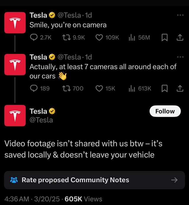 Tesla @Tesla- id Smile, you're on camera Qiosk & Tesla @Tesla: id ...