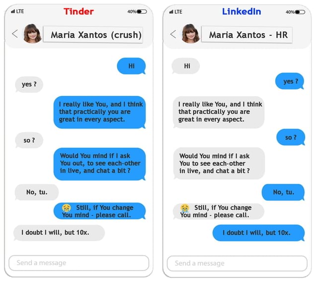 Tinder LTE Linkedin Maria Xantos (crush)