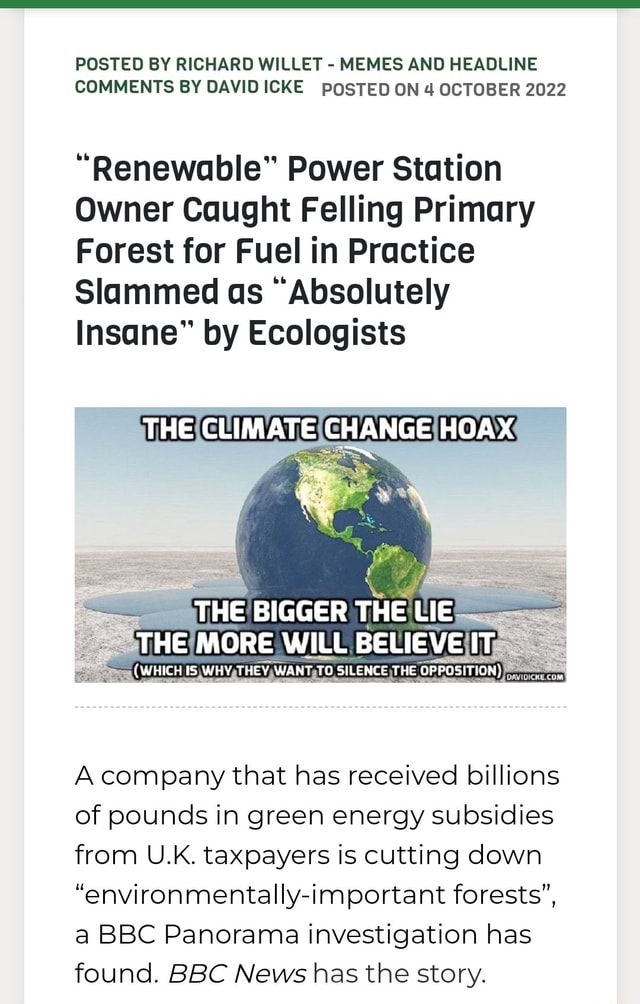 POSTED BY RICHARD WILLET - MEMES AND HEADLINE COMMENTS BY DAVIDICKE ...