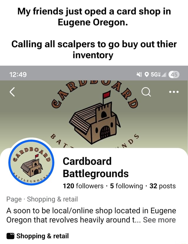 My friends just oped a card shop in Eugene Oregon. Calling all scalpers ...