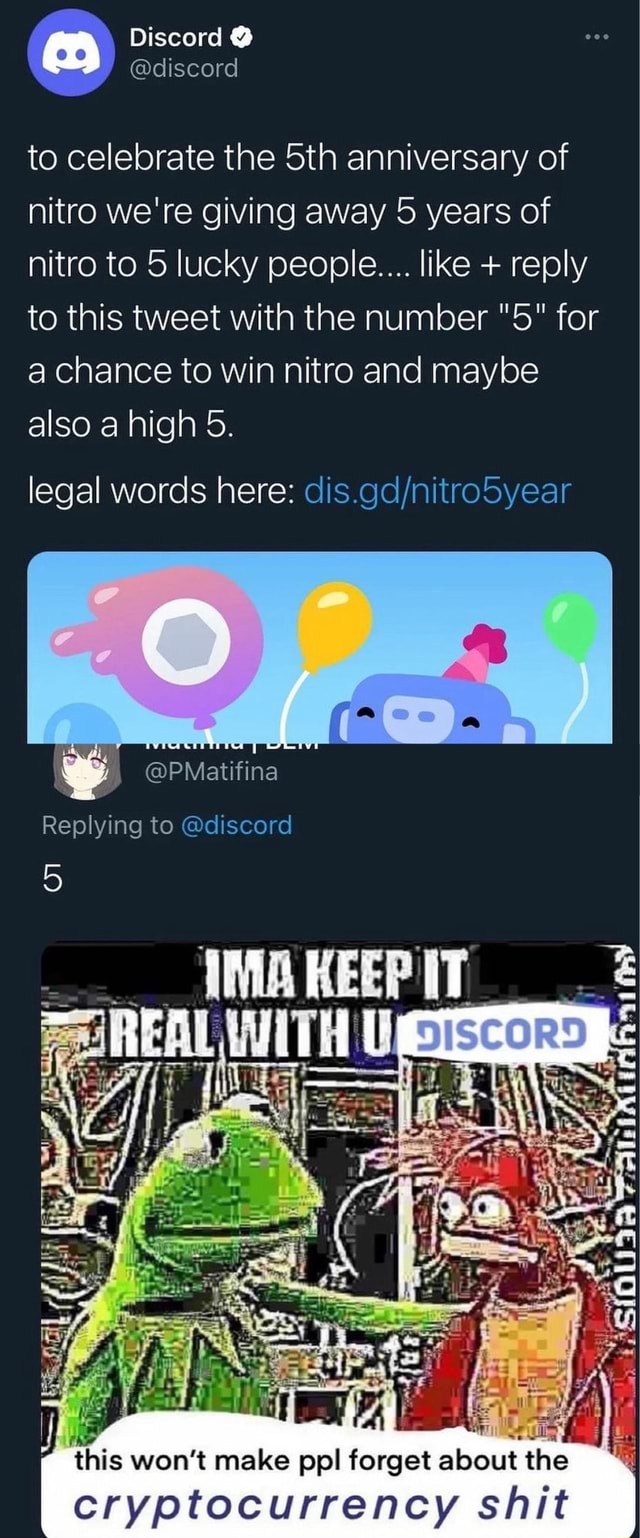 Discord @ @discord to celebrate the Sth anniversary of nitro we're ...