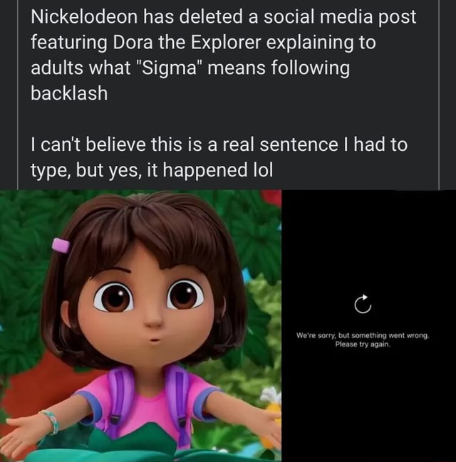 Nickelodeon has deleted a social media post featuring Dora the Explorer ...