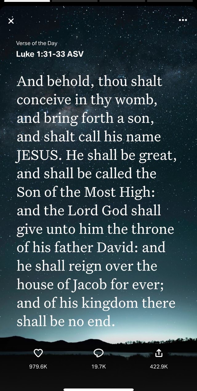 Verse of the Day Luke ASV And behold, thou shalt conceive in thy womb ...