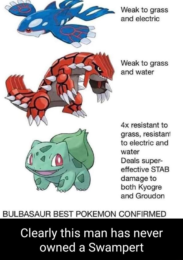 Weak to grass and electric Weak to grass and water Ax resistant to ...