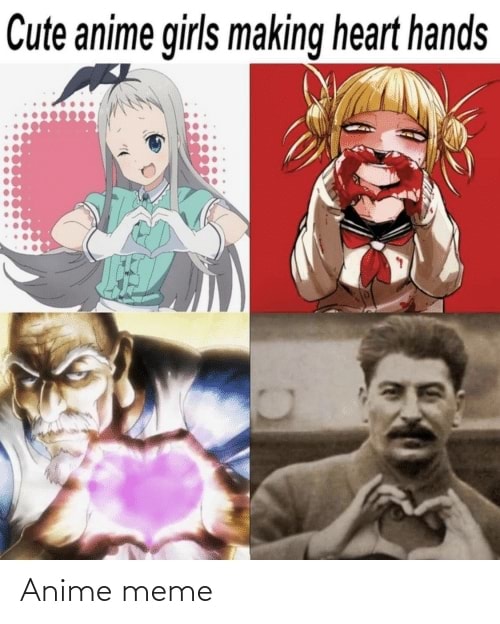 Cute anime girls making heart hands Anime meme - Keke