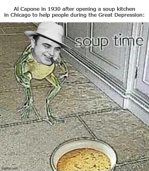 Al Capone in 1930 after opening a soup kitchen in Chicago to help ...