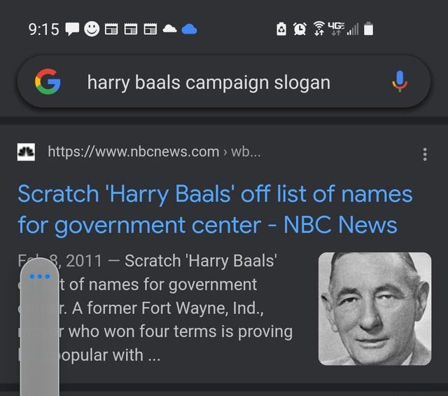 All harry baals campaign slogan > wb... Scratch 'Harry Baals' off list ...