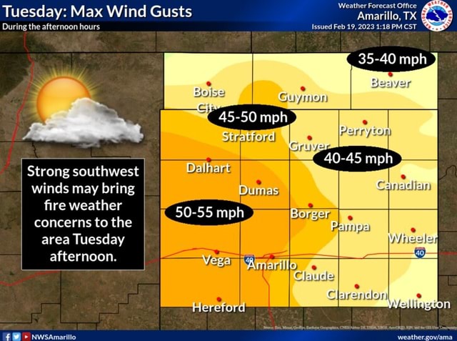 Tuesday: Max Wind Gusts Amarillo, TX During the afternoon hours Issued ...