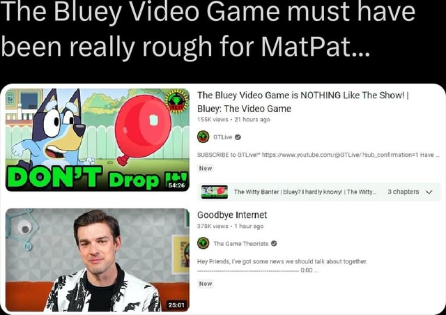 The Bluey Video Game must have been really rough for MatPat... came The ...