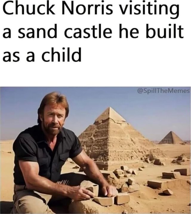 Chuck Norris visiting a sand castle he built as a Child @SpillTheMemes ...