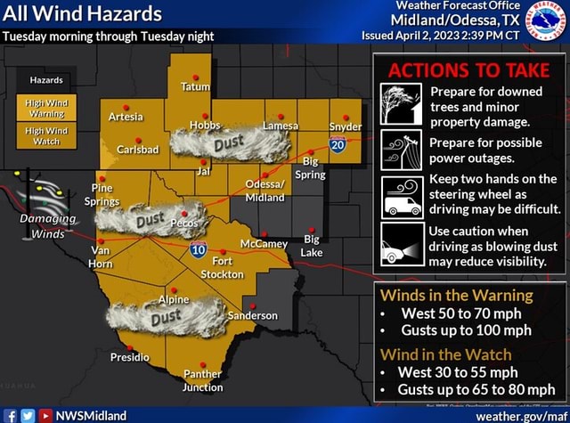 All Wind Hazards Tuesday morning through Tuesday night Tatum Odessa ...