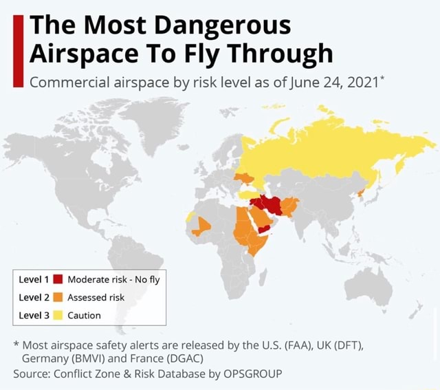 The Most Dangerous Airspace To Fly Through Commercial airspace by risk ...